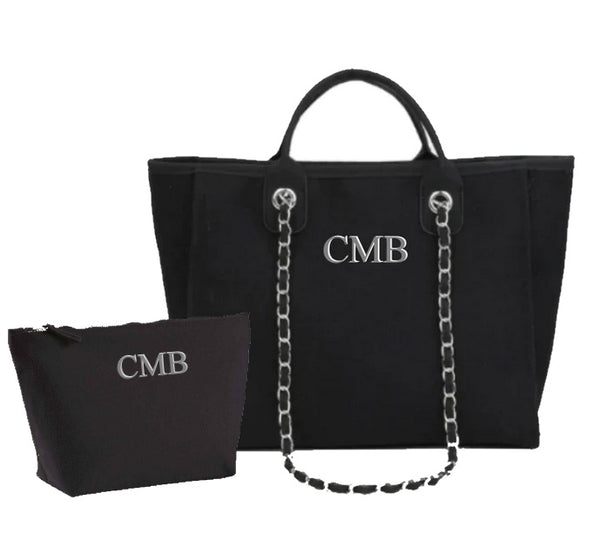 TLB Chain Tote Bag Gift Set - Black special offer – Tanya Lee Boutique